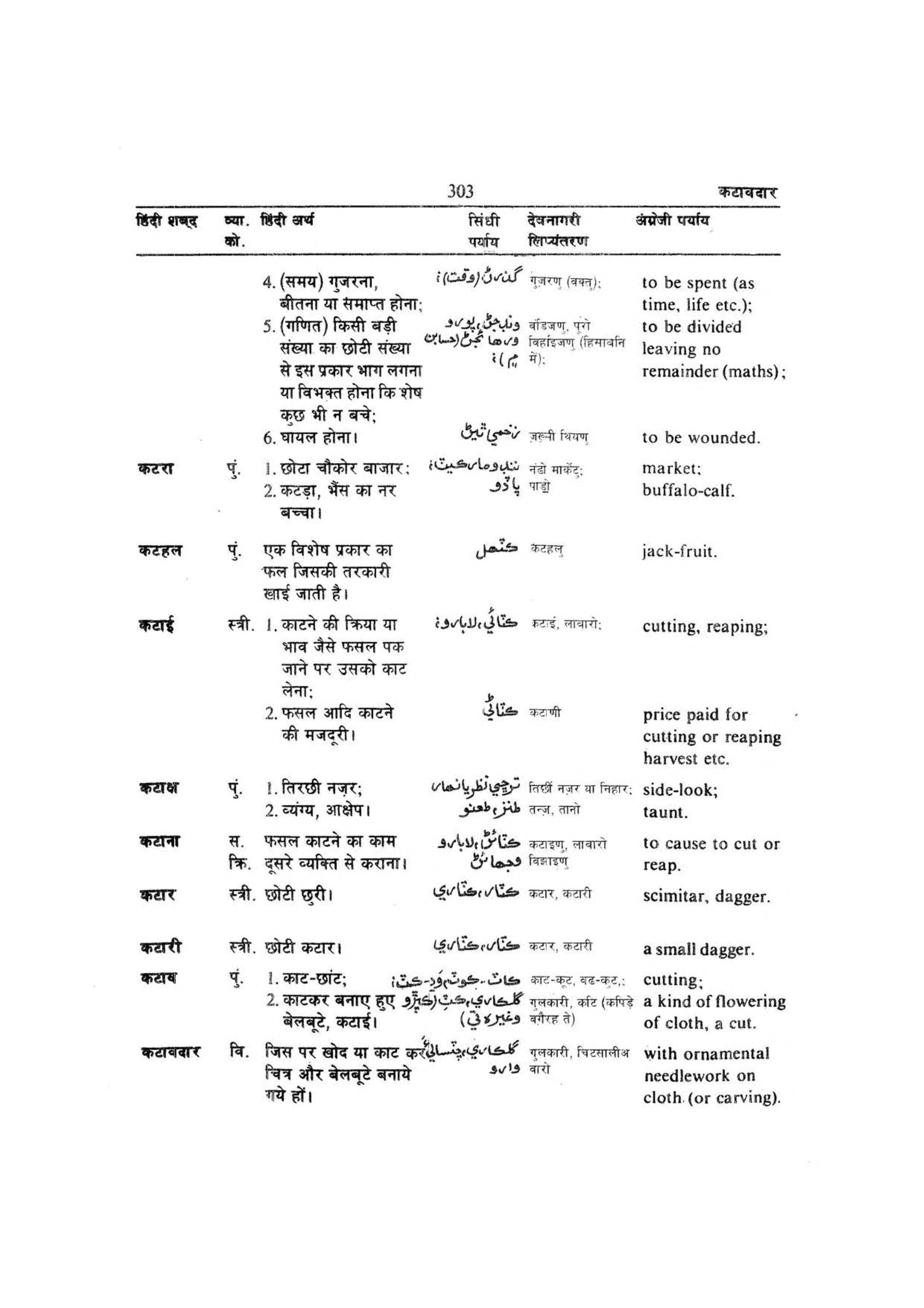Hindi-Sindhi-English Volume 1 [page 312] [Indian language Dictionaries]