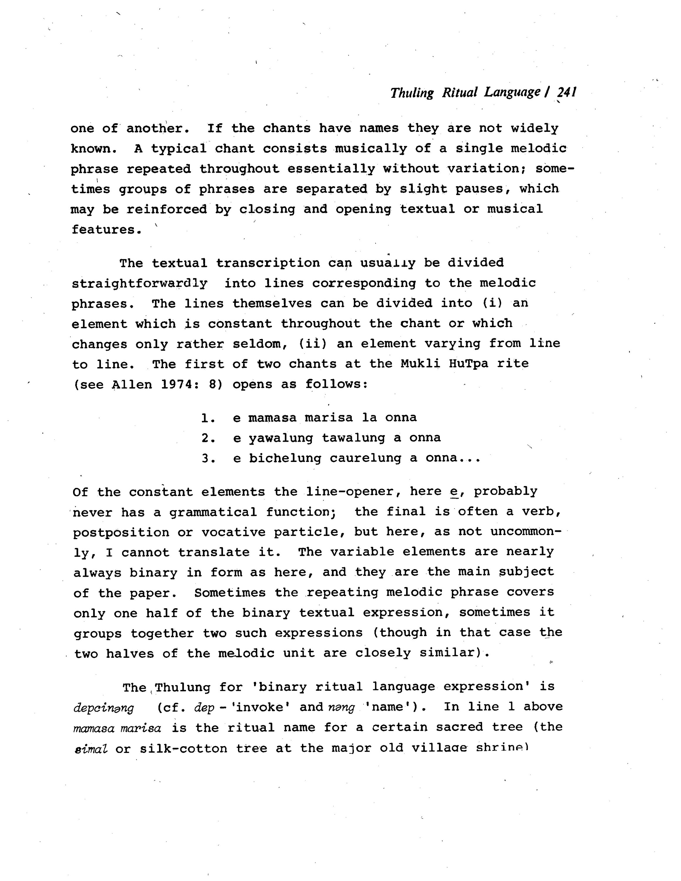 Sewala Puja Bintila Puja: Notes on Thulung Ritual Language [page 5]
