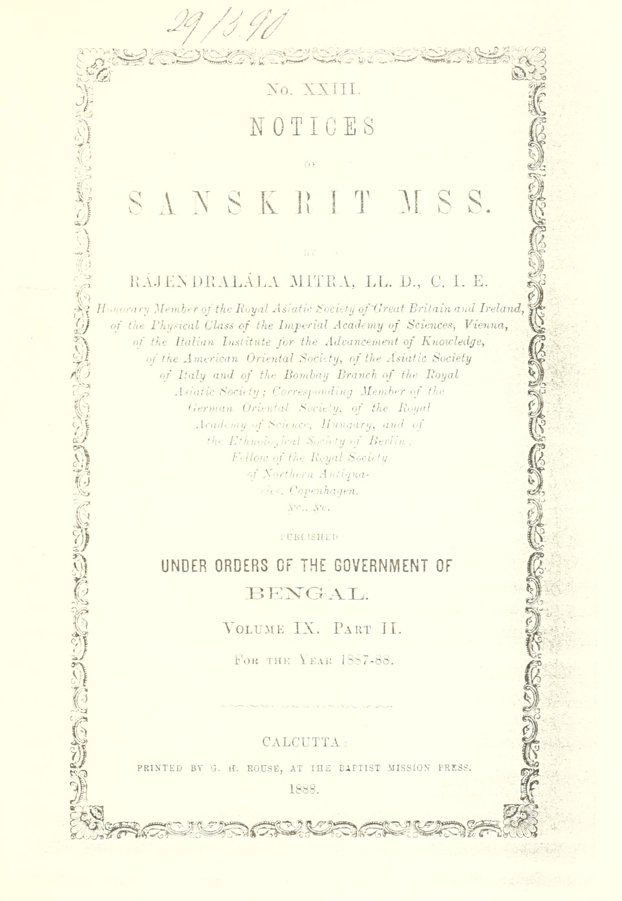 Volume 9 (1888) [page 197]: Notices of Sanskrit Manuscripts
