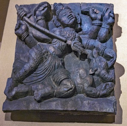 Carving of Durga (19th century) [New Delhi Museum—Wood Carvings]