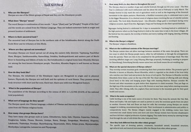 Sherpa cultural information [The Sherpa (ethnic group)]