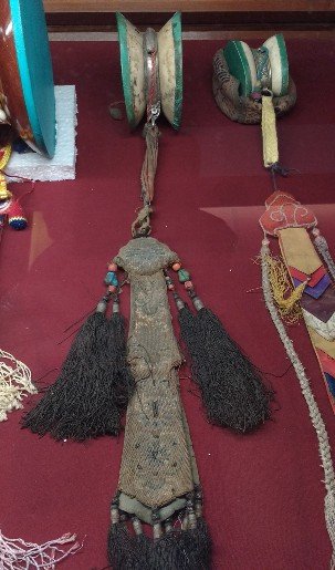 Figure 4.5.10: Skull damaru on display at the Namgyal [Tibetan ritual ...