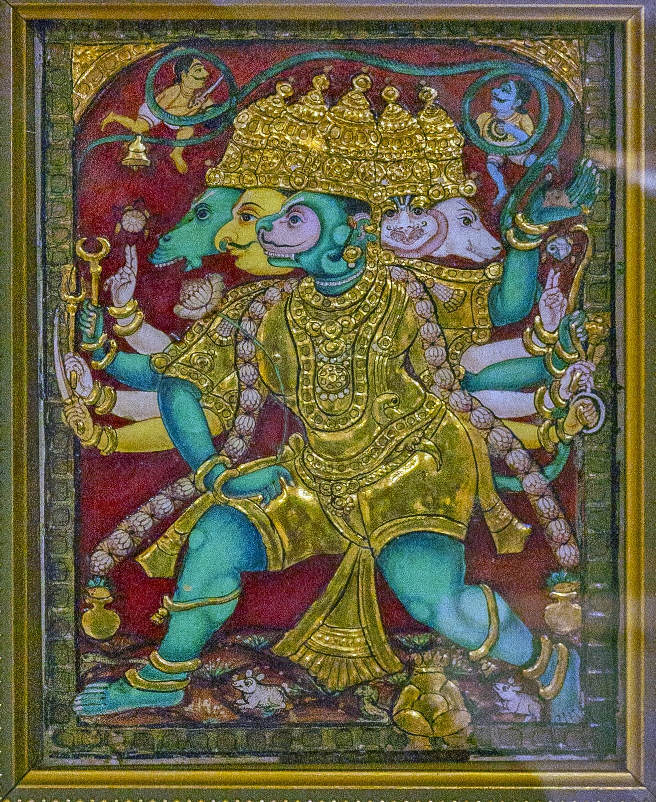 Painting of Five-headed Hanuman [Tanjore and Mysore School of Paintings]