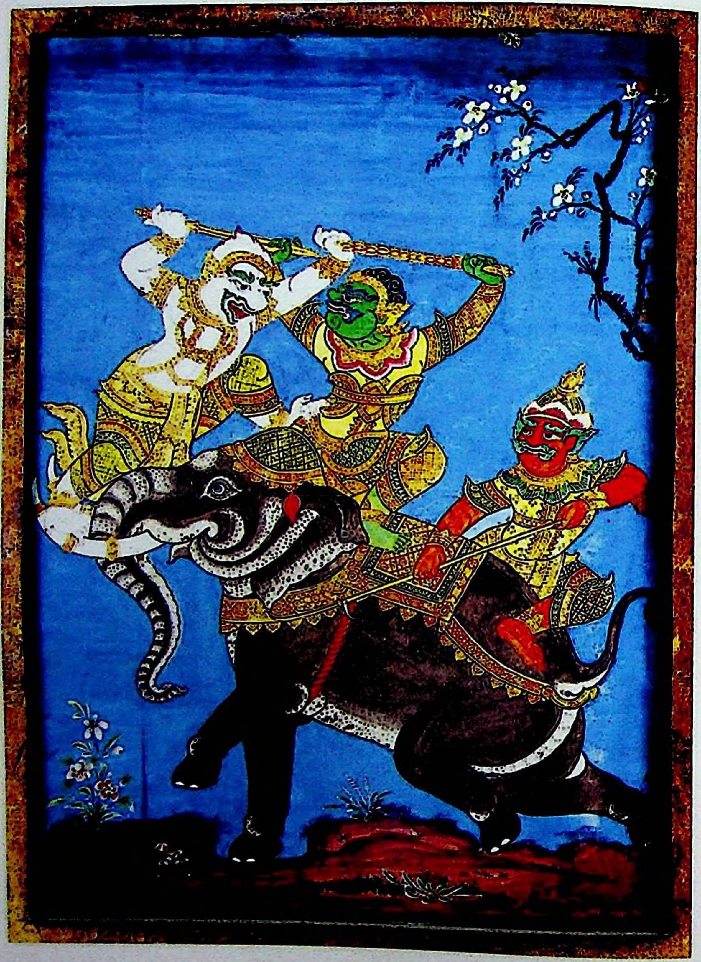 Phra Ram fighting [Ramakien Paintings in Wat Suthat]