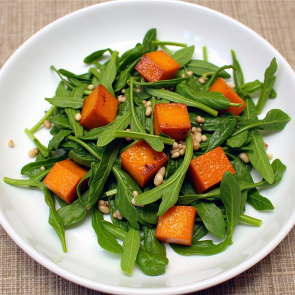 Rucola mit Ahorn-geröstetem Kürbis (Rezept und Tipps)