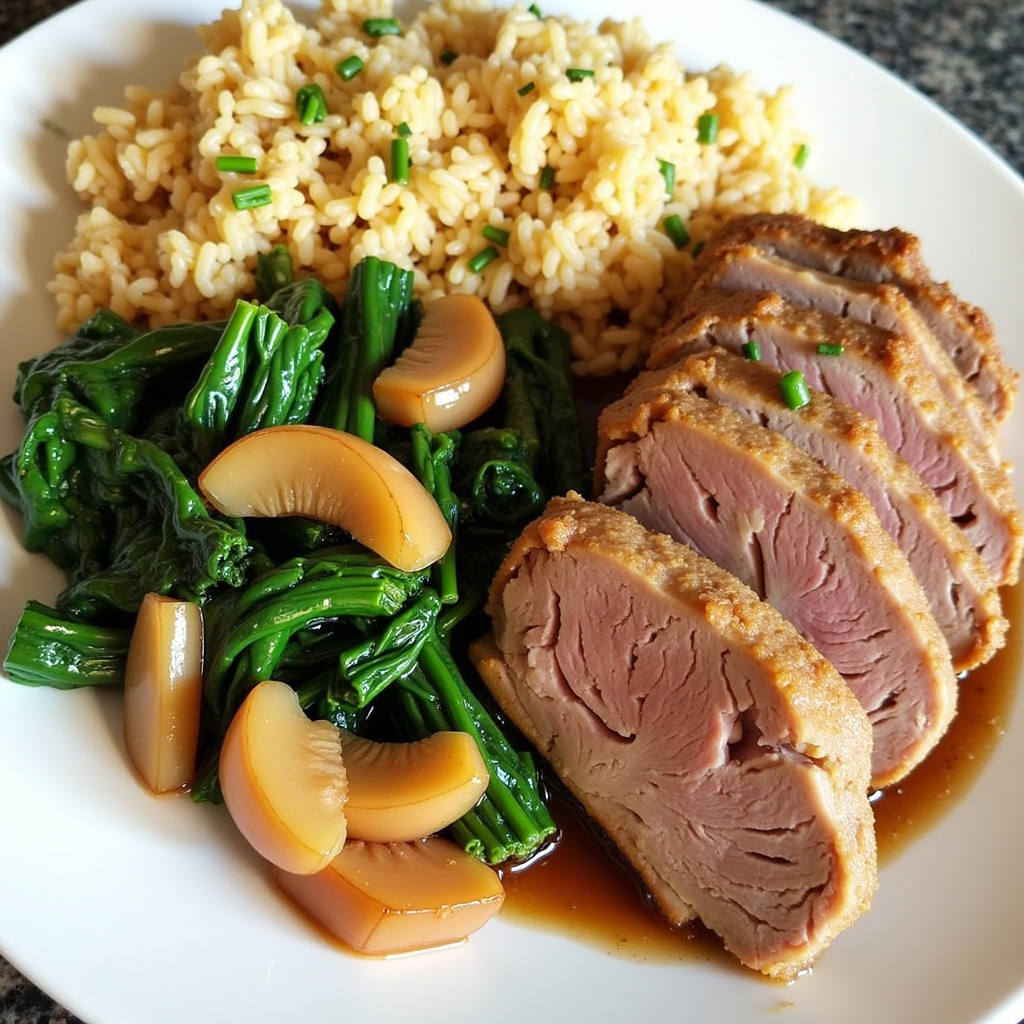 Braised Chinese Pork Roast With Greens, Turnips And Cinnamon Rice ...