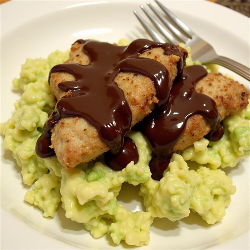 Chicken Avocado Steak With A1 Dark Chocolate Walnuts Sauce #A1 (recipe ...