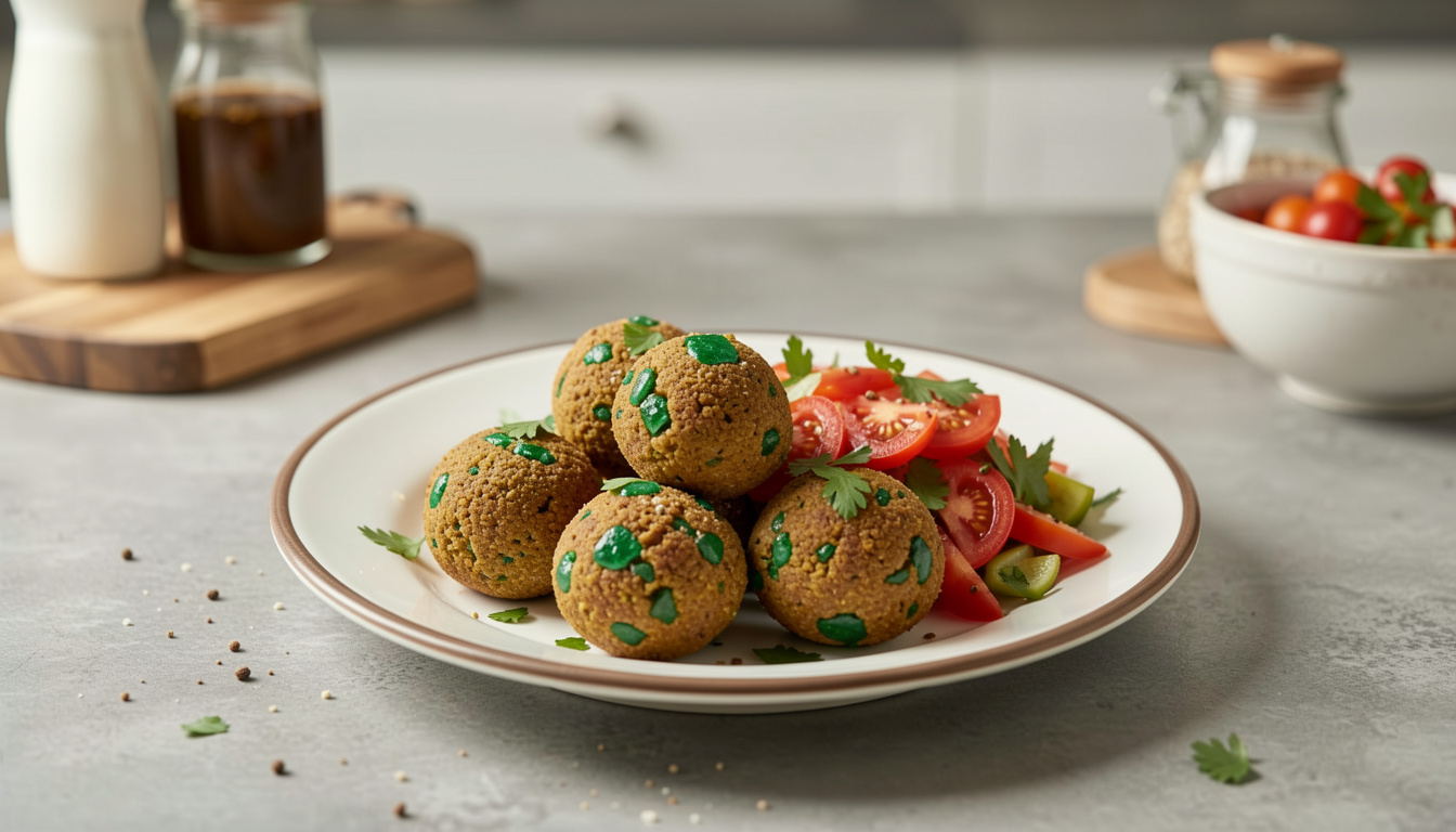 Emerald & Gold Falafel with Sun-Kissed Tomato Salad (recipe and tips)