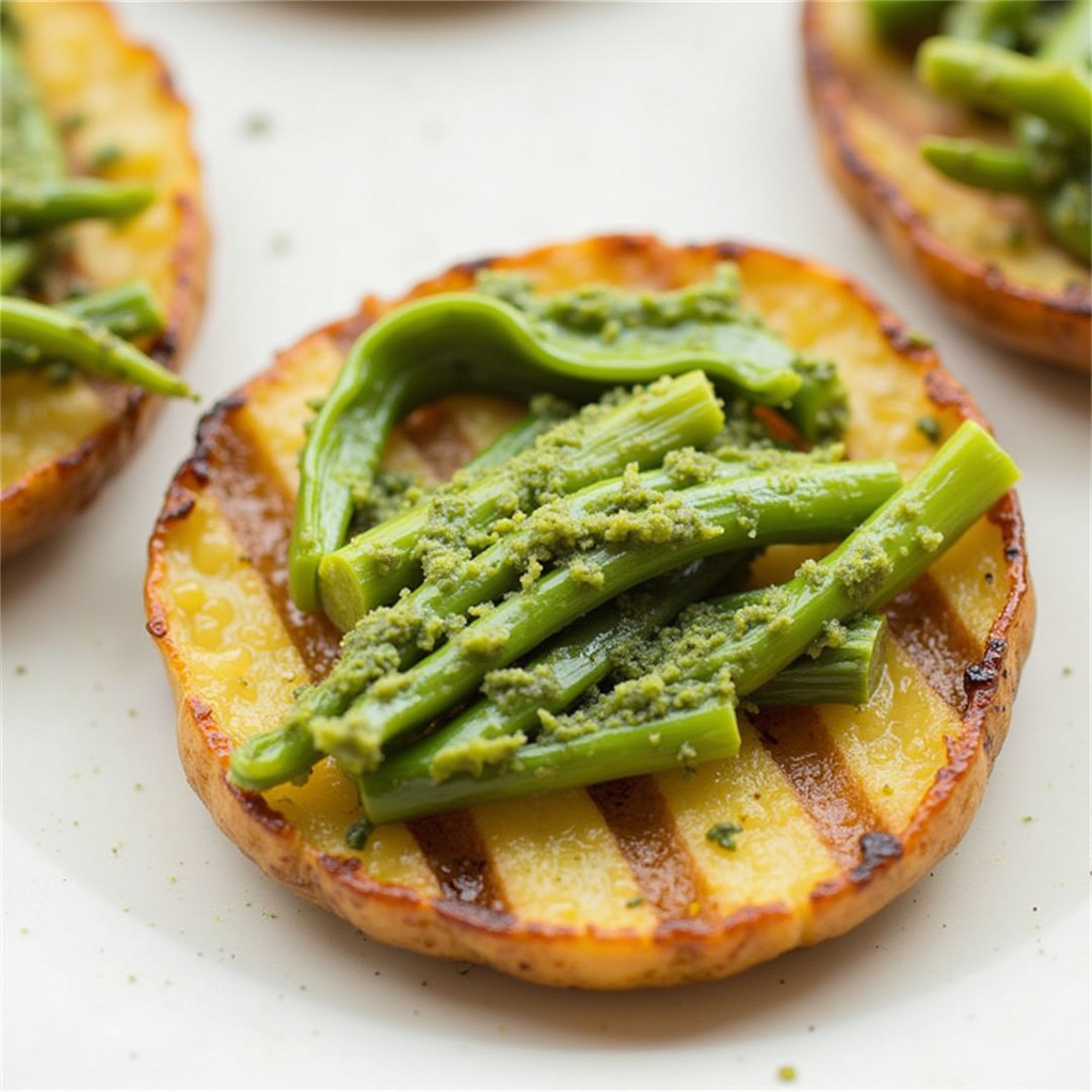 Grilled Potato Rounds With Pesto And Shaved Asparagus (recipe and tips)