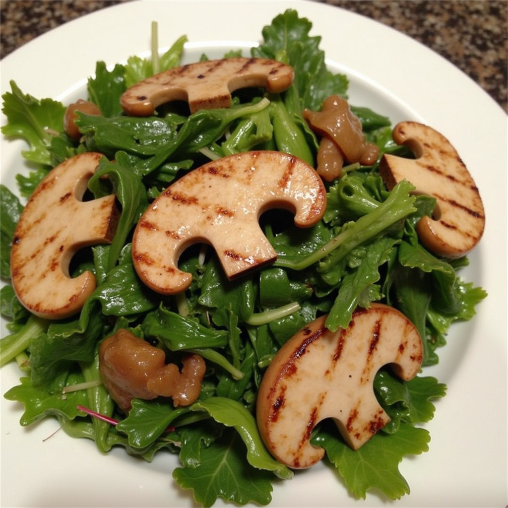 Grilled Shiitake Mushroom Salad on Mizuna with Ponzu Style Dressing ...