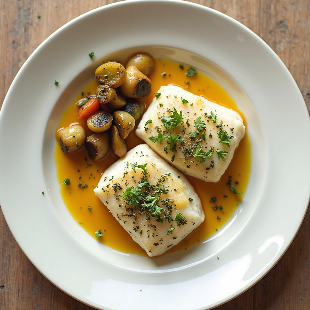 Halibut con Cuarteto de Vegetales a las Hierbas (Receta y consejos)