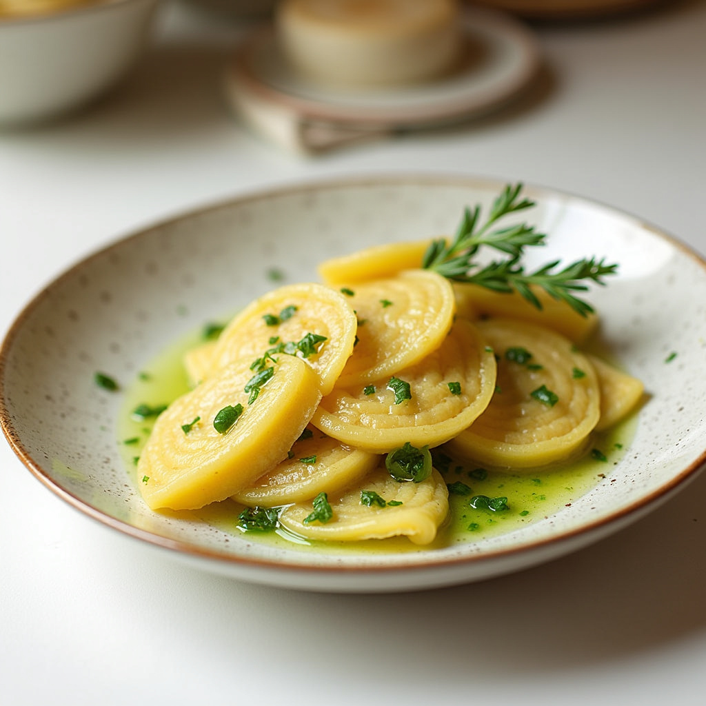 Mezzalune of Goat Ricotta Cheese with Green Onion Sauce (recipe and tips)