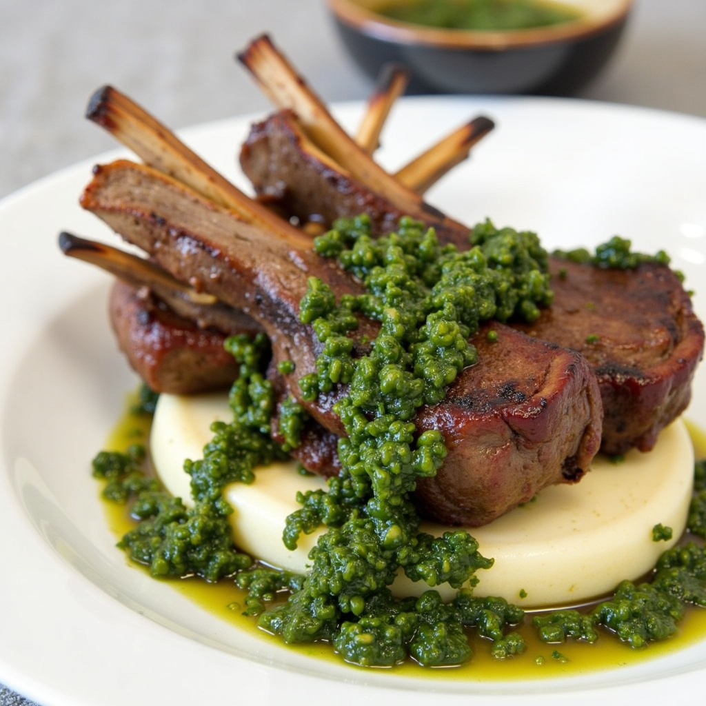 Chuletas de Cordero Asadas al Horno con Chimichurri de Menta (Receta y ...