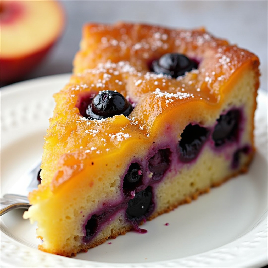 Pastel Invertido de Melocotón y Arándanos Azules (Receta y consejos)