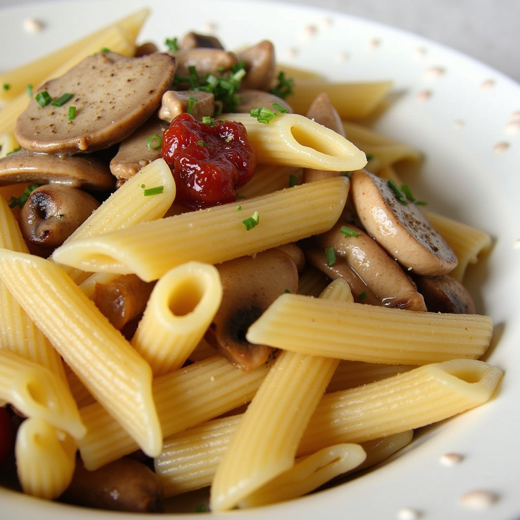 Penne Pasta with Mushrooms, Chicken, and Sun-dried Tomatoes (recipe and ...