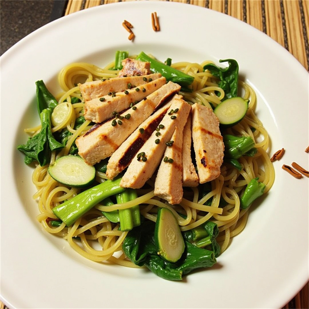 Sesame Citrus Noodle Salad With Baby Bok Choy And Grilled Chicken ...