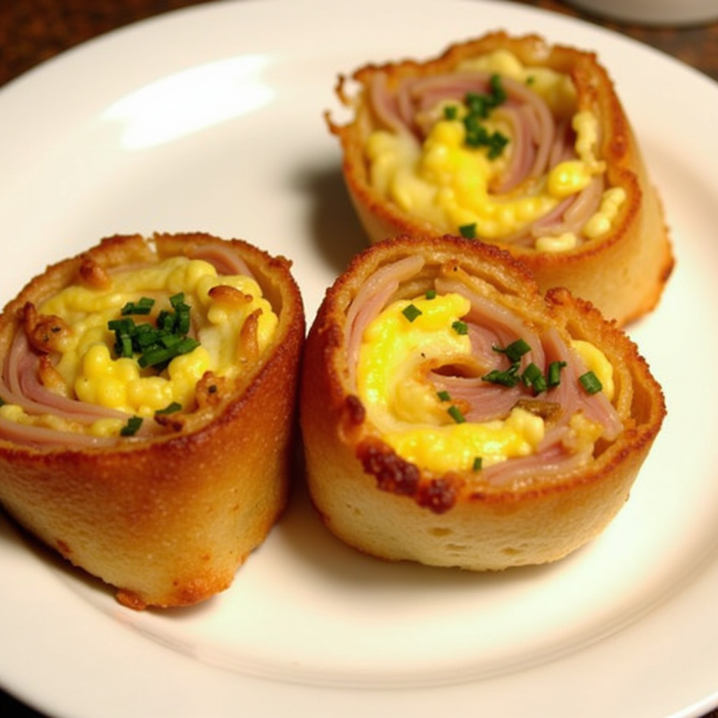 Sizzled Ham And Scrambled Egg Rolls (recipe and tips)