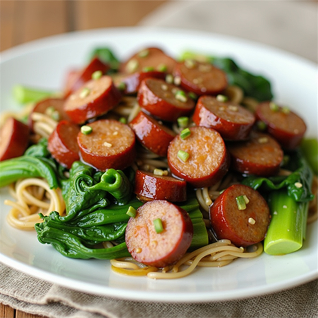Smoked sausage with bok choy( Chinese cabbage) (recipe and tips)