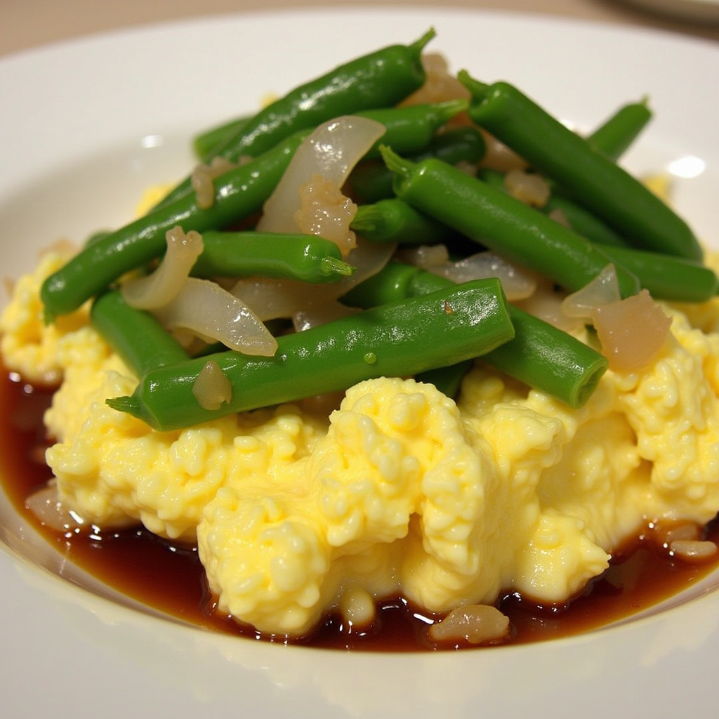 Cebolla Dulce y Tirabeques con Huevos Revueltos Esponjosos (Receta y ...