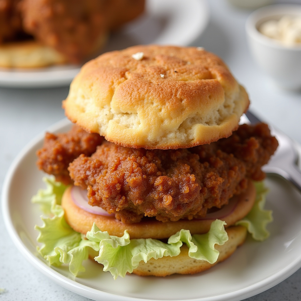Pollo Frito en Salmuera de Té Dulce sobre un "Biscone" (Receta y consejos)