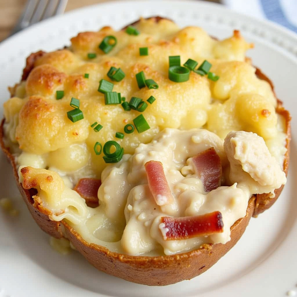 Twice-Baked Chicken Pot Pie Potatoes with Crispy Bacon (recipe and tips)