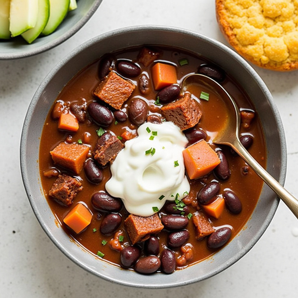Venado y Chile de Frijol Negro con Crema Fraiche Tostada de Comino y ...